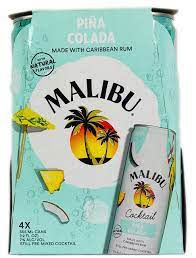 Malibu Pina Colada Ready To Drink Cocktail 355ml Can 4-Pack – H ST LIQUORS